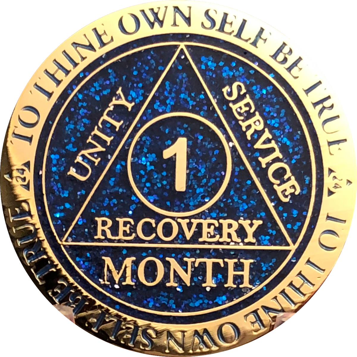 1 - 11 or 18 Month AA Medallion Reflex Blue Glitter Gold Plated Sobrie ...