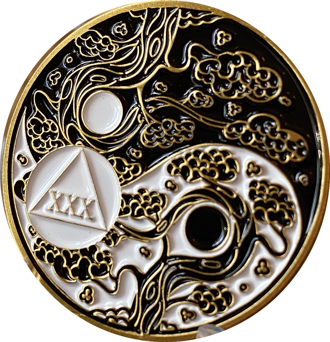 30 Year AA Medallion Sakura Tree Cherry Blossom Ying Yang Serenity Pra ...