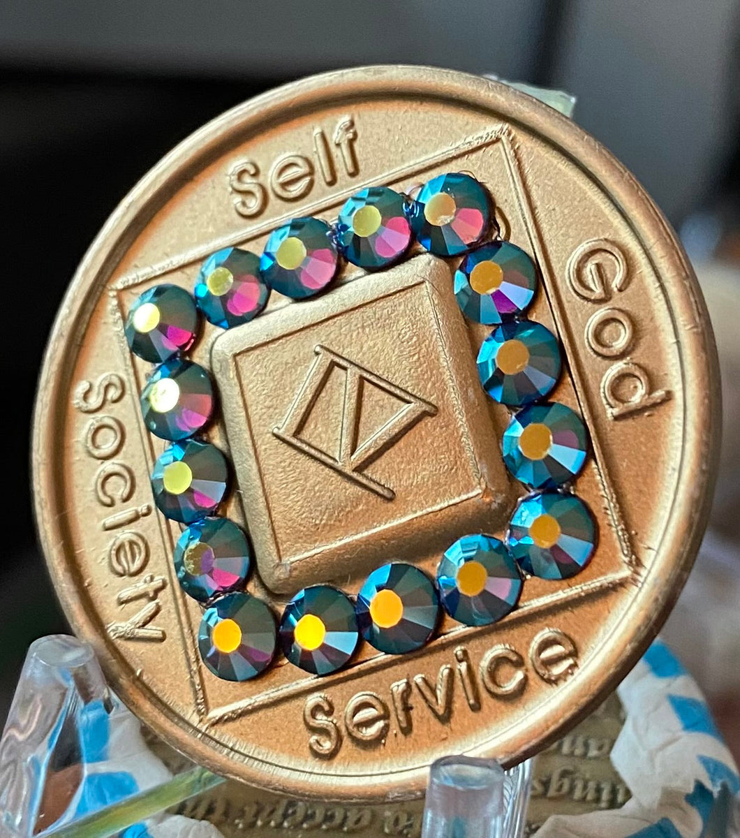 4 Year NA Medallion Amethyst Crystal Sobriety Chip – NAMedallion.Com