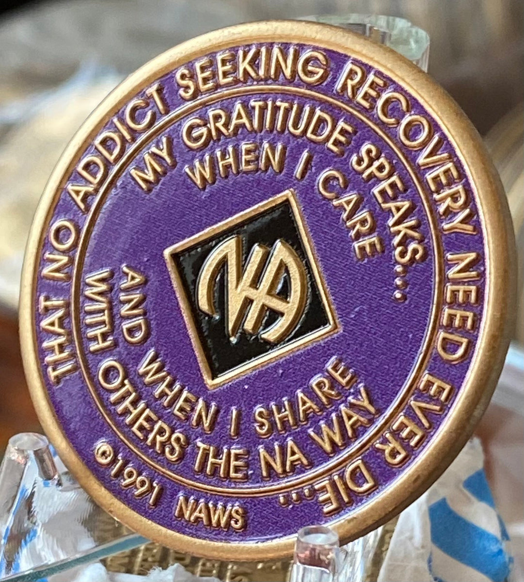 2 Year NA Medallion Purple White Official Narcotics Anonymous Clean Ti ...