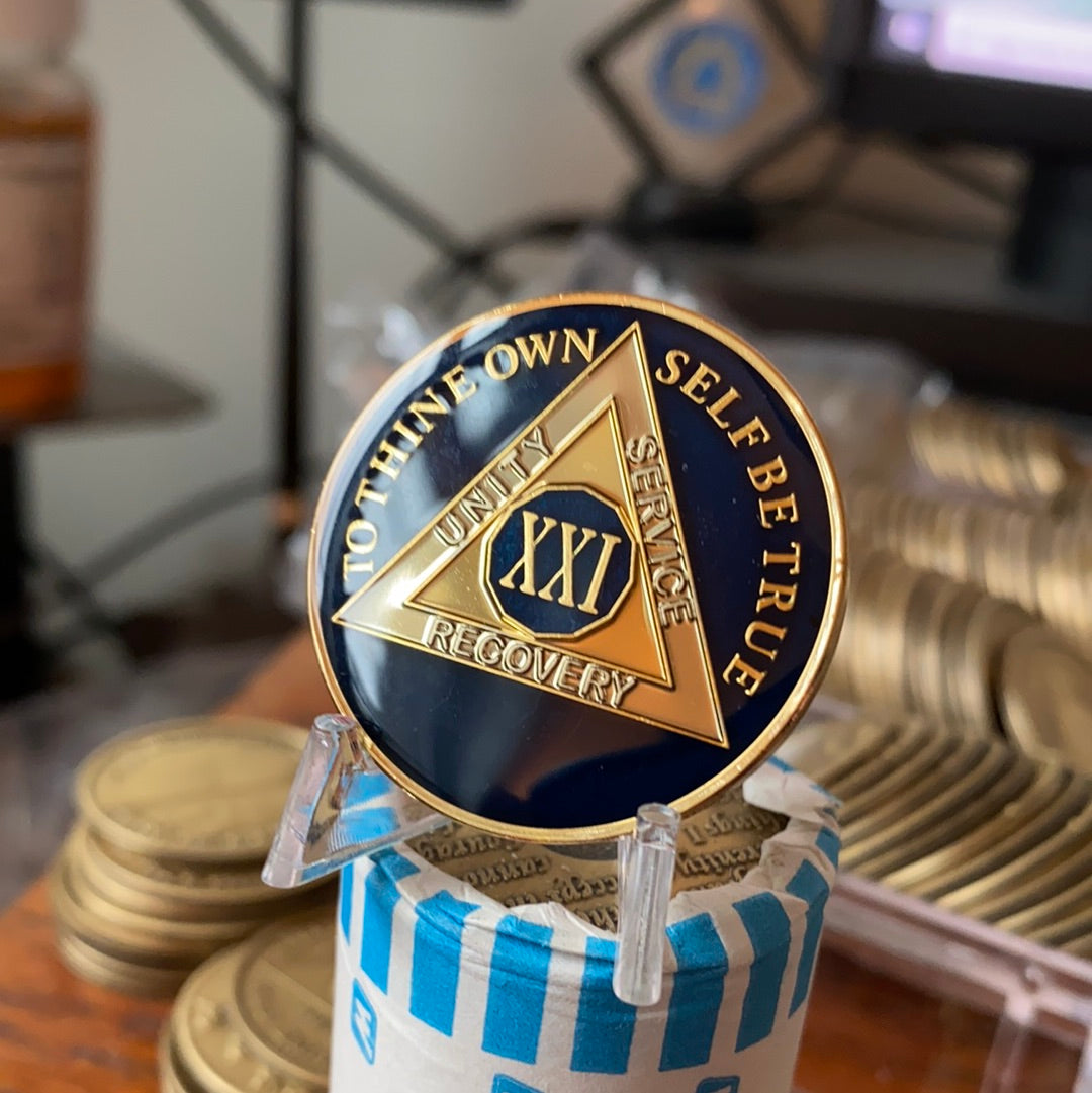21 Year AA Medallion Midnight Blue – NAMedallion.Com